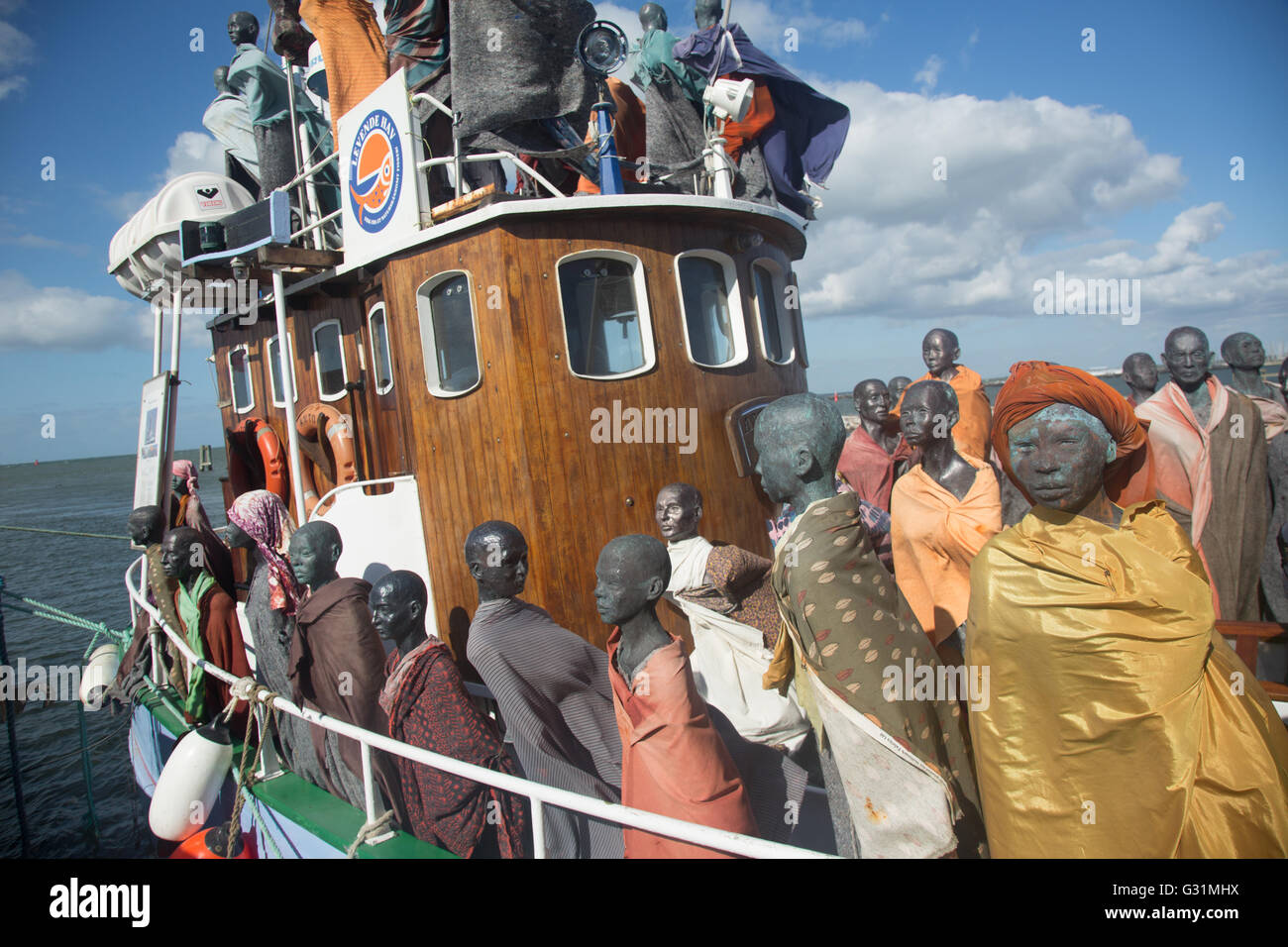 Rostock, Germany, bronze sculptures on the MS Anton Stock Photo - Alamy