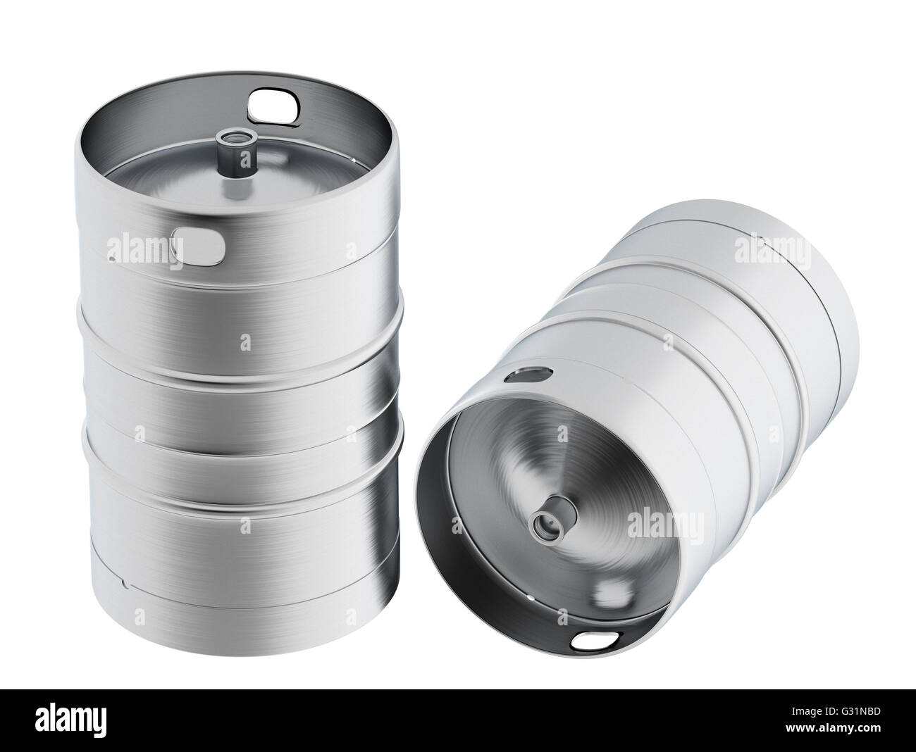 Beer kegs. Isolated on white background include clipping path. 3d ...