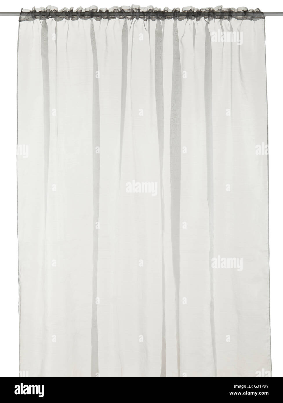 Classic translucent grey curtain. Isolated on white background. Include ...