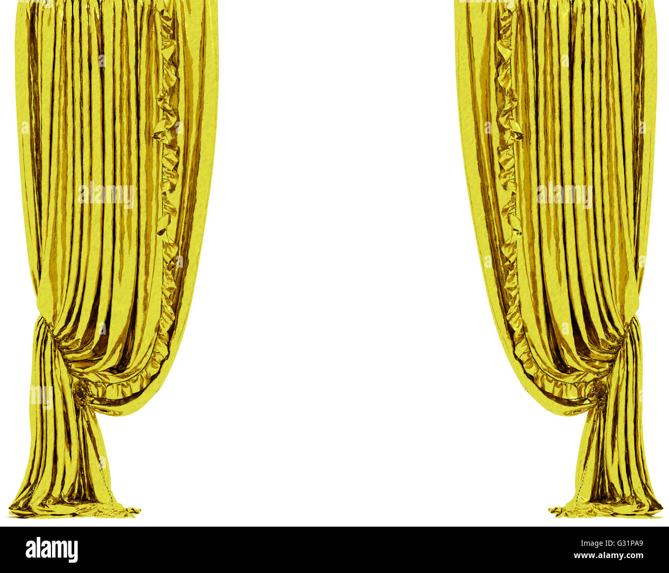 Gold curtain. Isolated on white background include clipping path. 3D ...