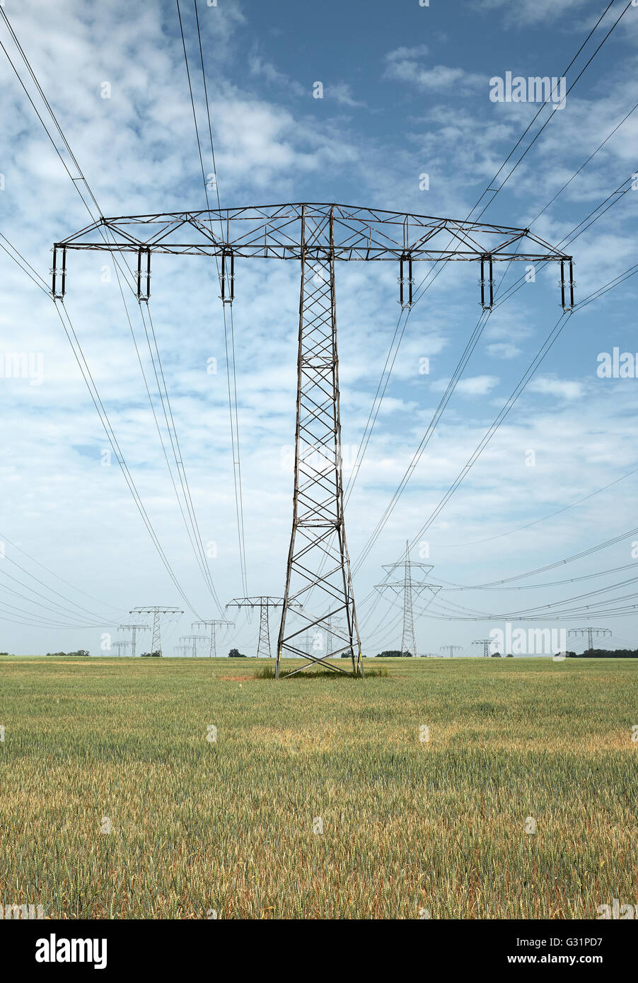 Pylons on the german landscape hi-res stock photography and images - Alamy
