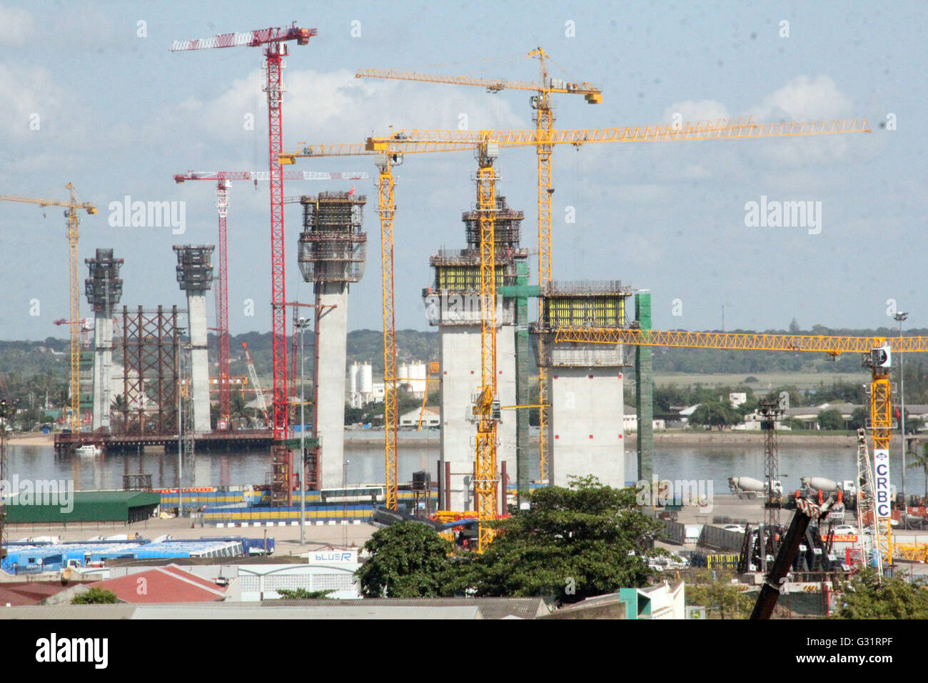 The construction site of Katembe suspension bridge in Mozambique's ...