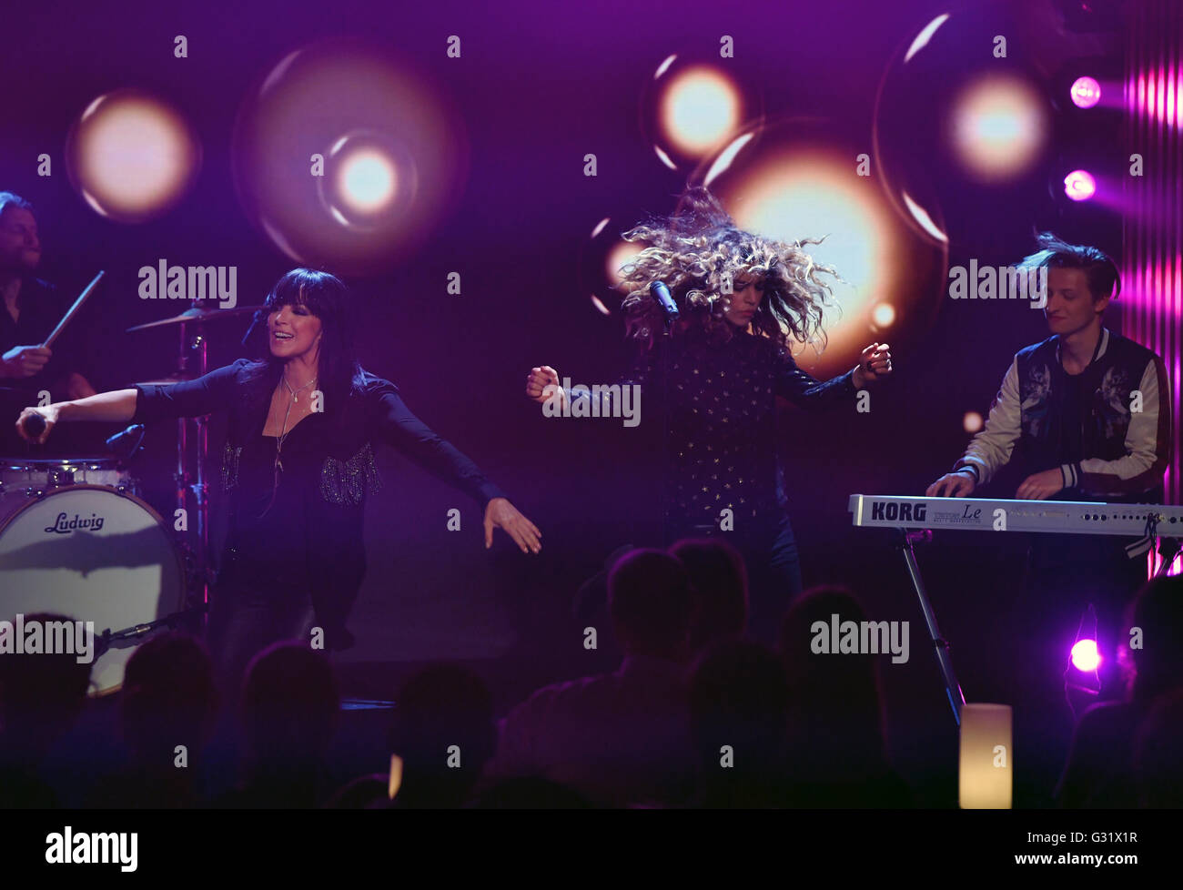 Berlin, Germany. 05th June, 2016. German singer Nena (L) and her ...