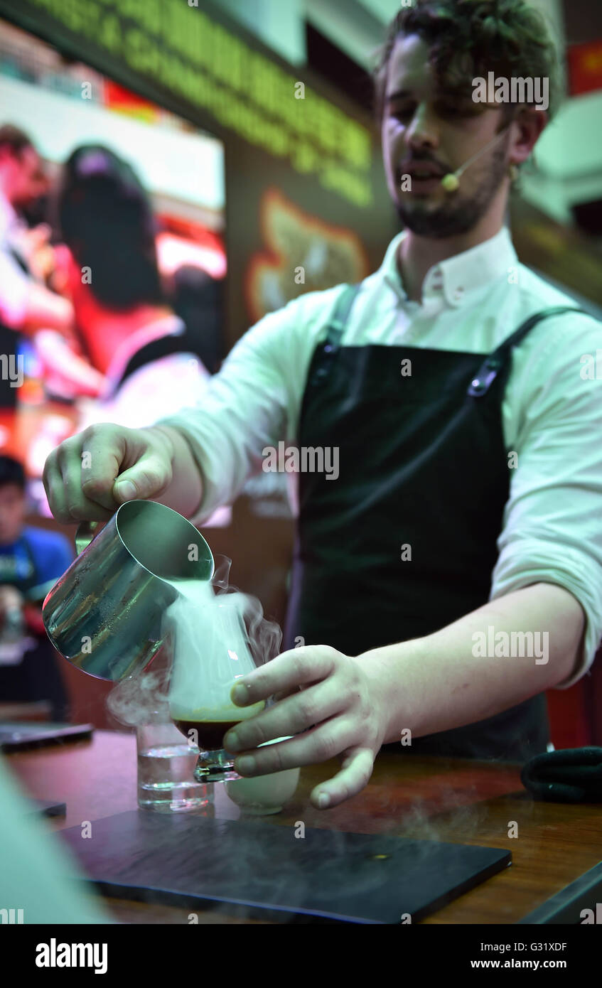 Chengmai, China's Hainan Province. 6th June, 2016. A British barista ...