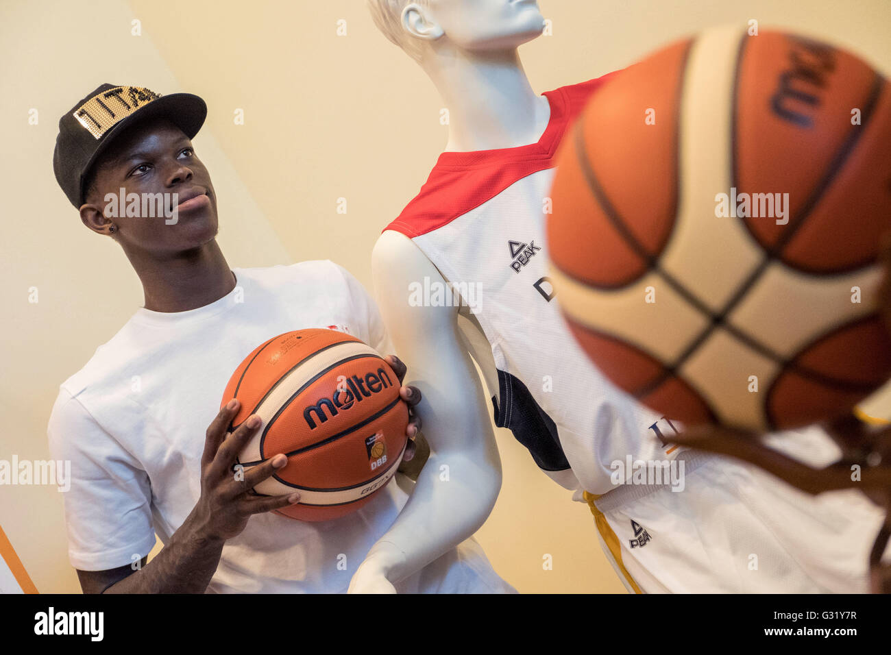 Dennis Schroeder, member of the German national basketball team, poses ...