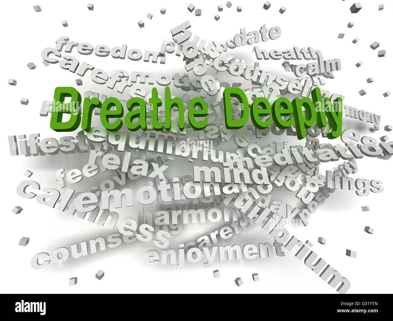 3d image Breathe Deeply word cloud concept Stock Photo - Alamy