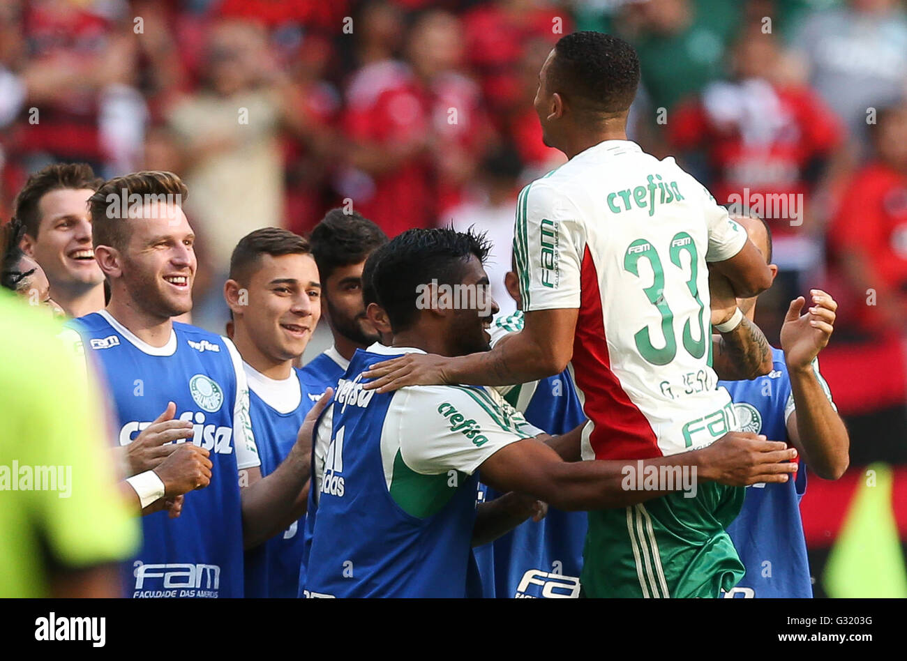 BRASILIA, DF - 06/05/2016: FLAMINGO X PALM TREES - The player Gabriel ...