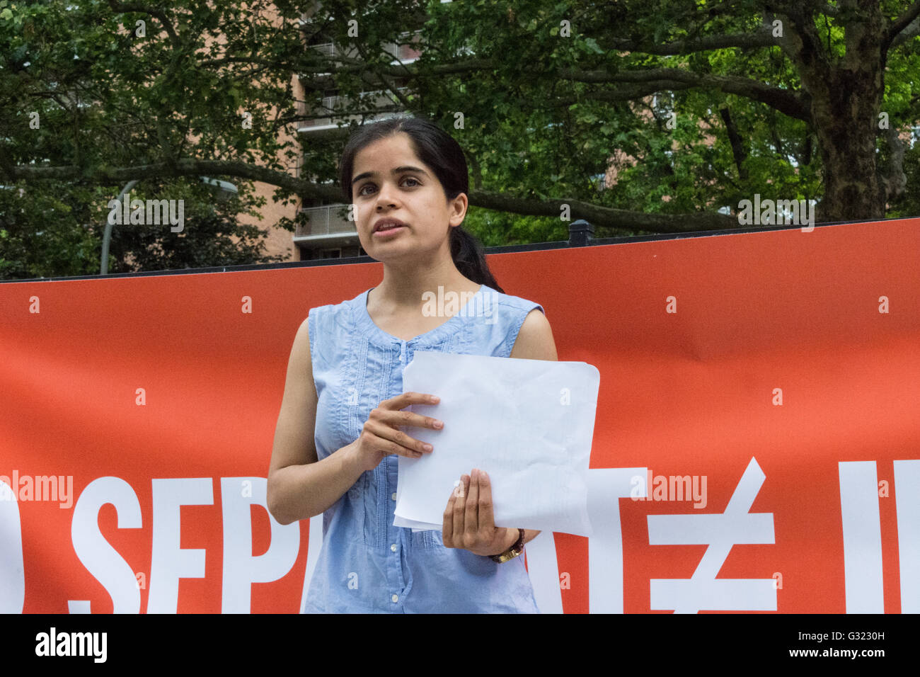 New York, USA. 6th June 2016. Naz Ahmad, staff attorney for the CLEAR ...