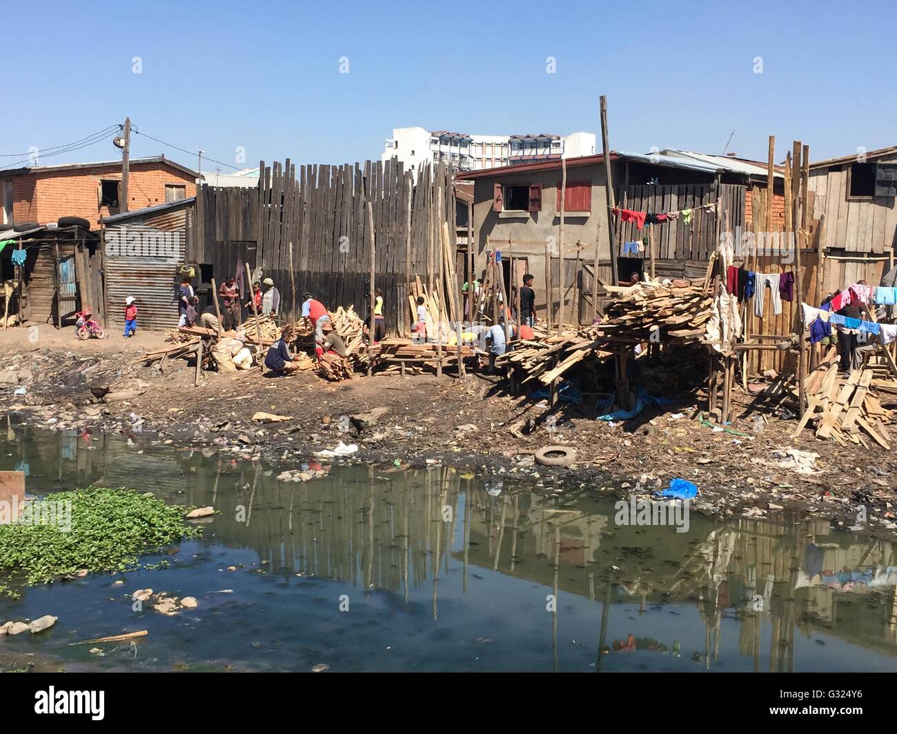 A picture dated 19 April 2016 shows the slum of Antananarivo ...