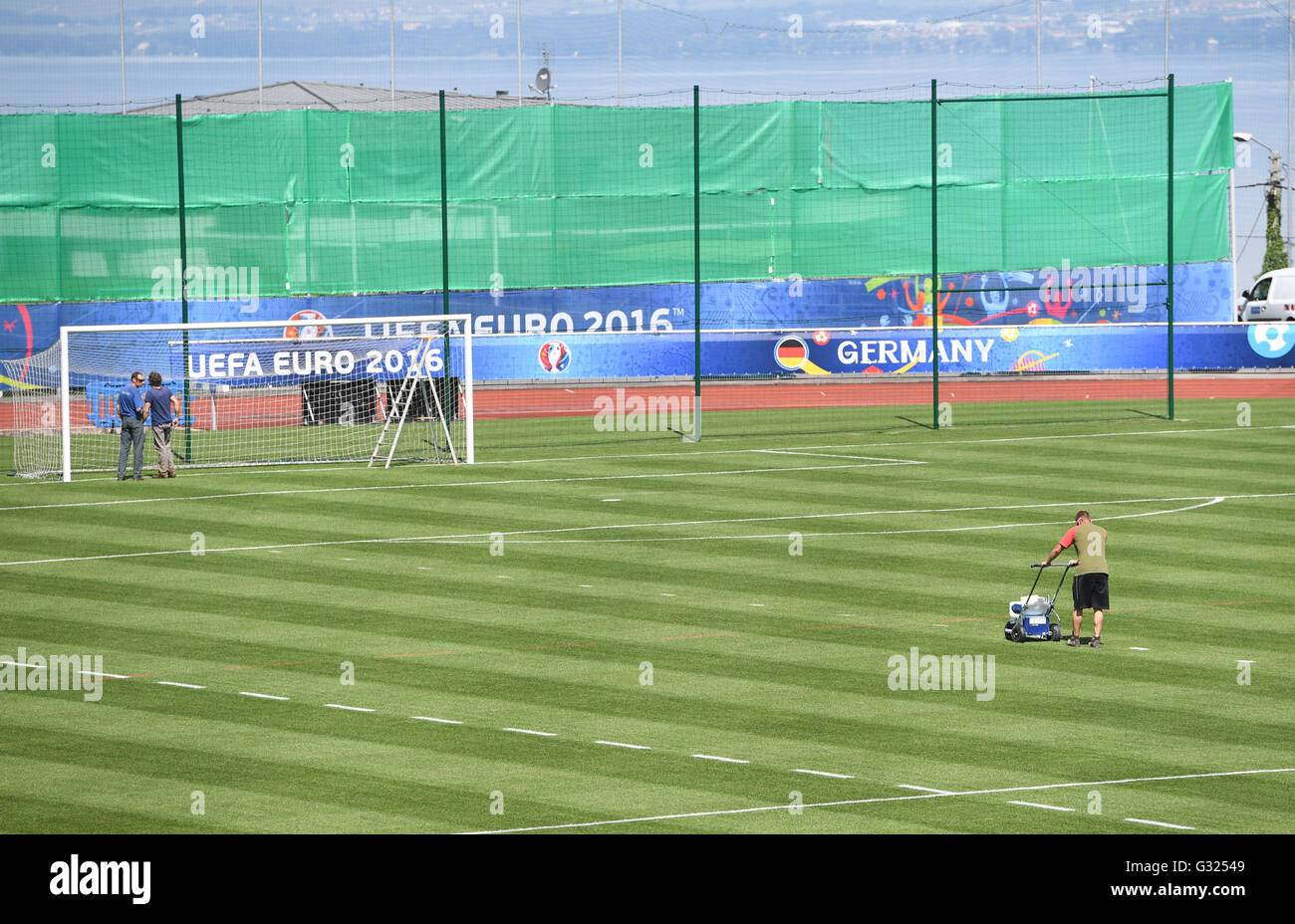 The 'Team Base Camp Germany' in the Stade Camille Fournier stadium in ...