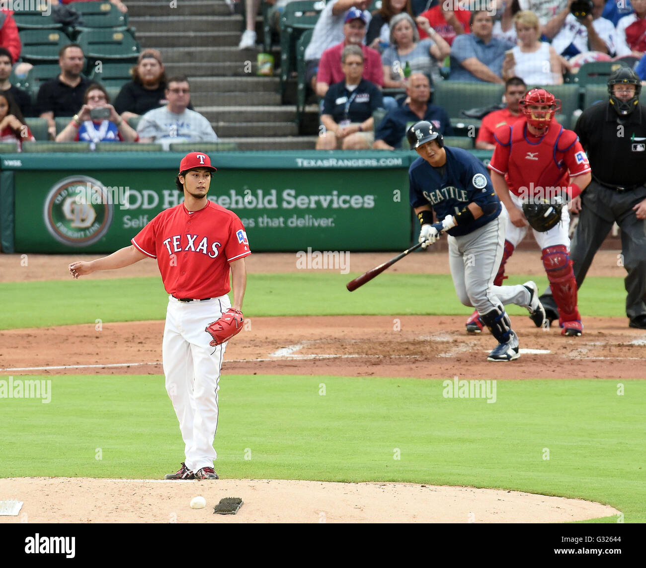 Arlington, USA. 3rd June, 2016. (F-B) Yu Darvish (Rangers), Lee Dae-Ho ...