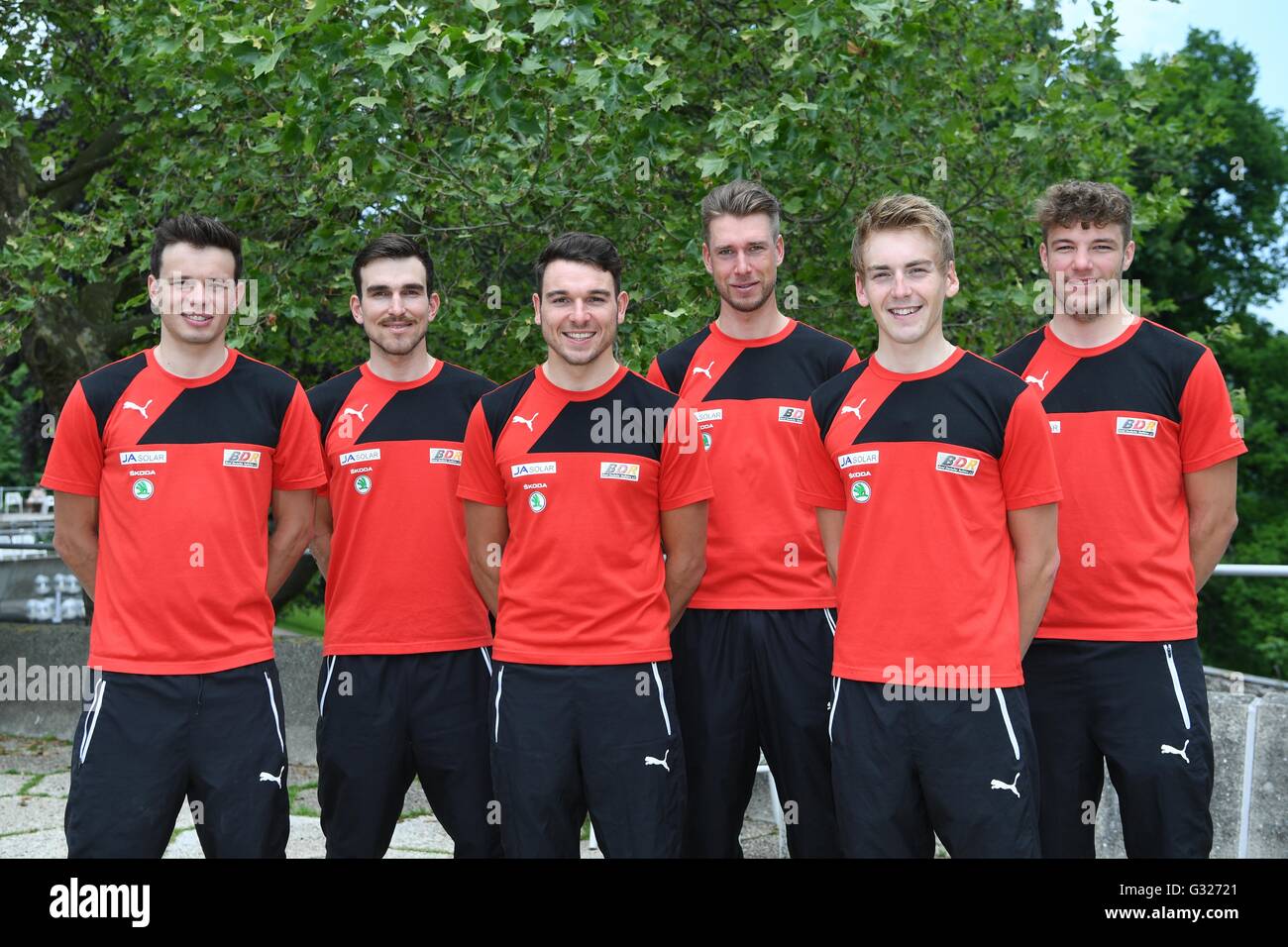 The German track cyclists (Olympia squad) Nils Schomber (l-r), Henning ...