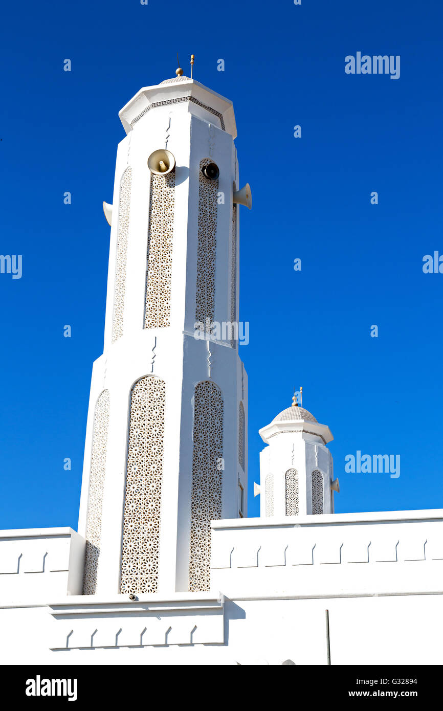minaret and religion in clear sky in oman muscat the old mosque Stock ...