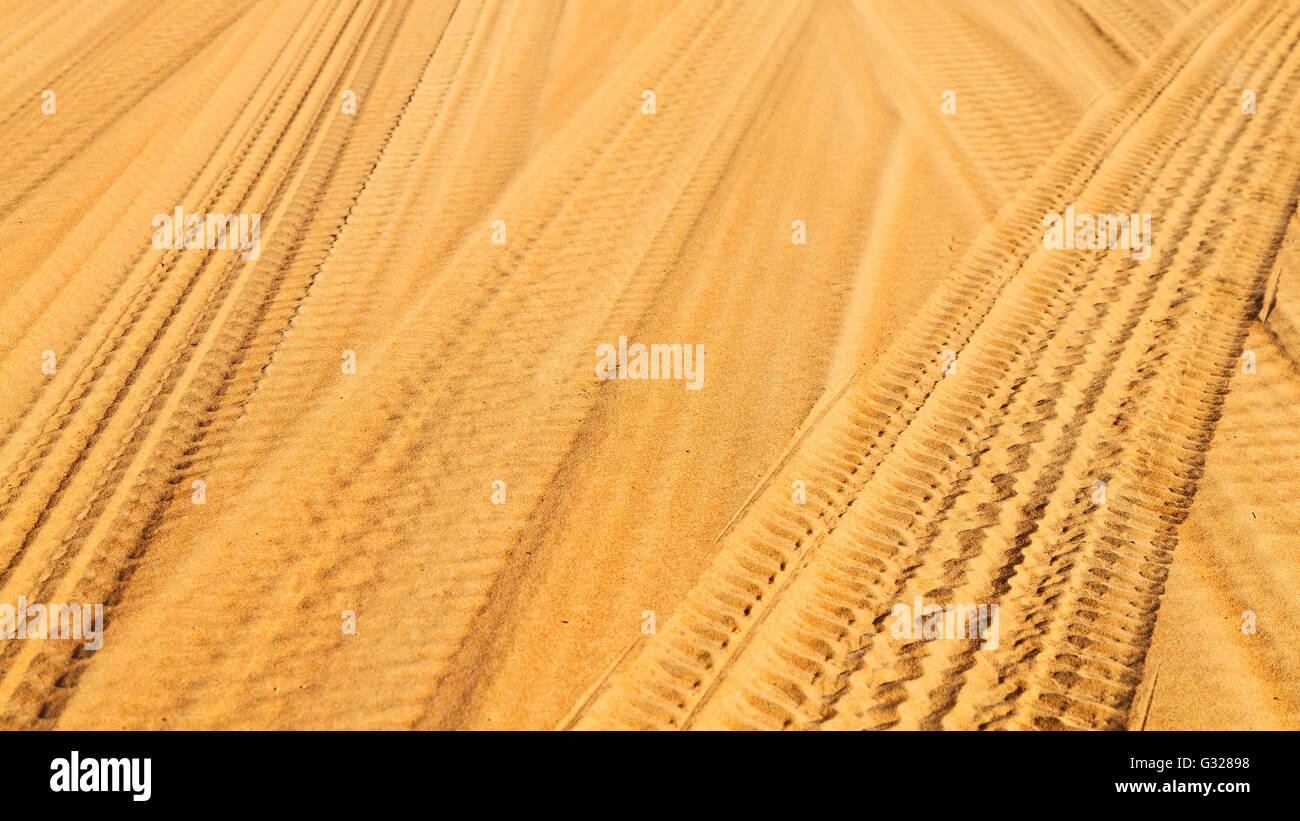 in the sand and direction texture oman desert track of some cars Stock ...