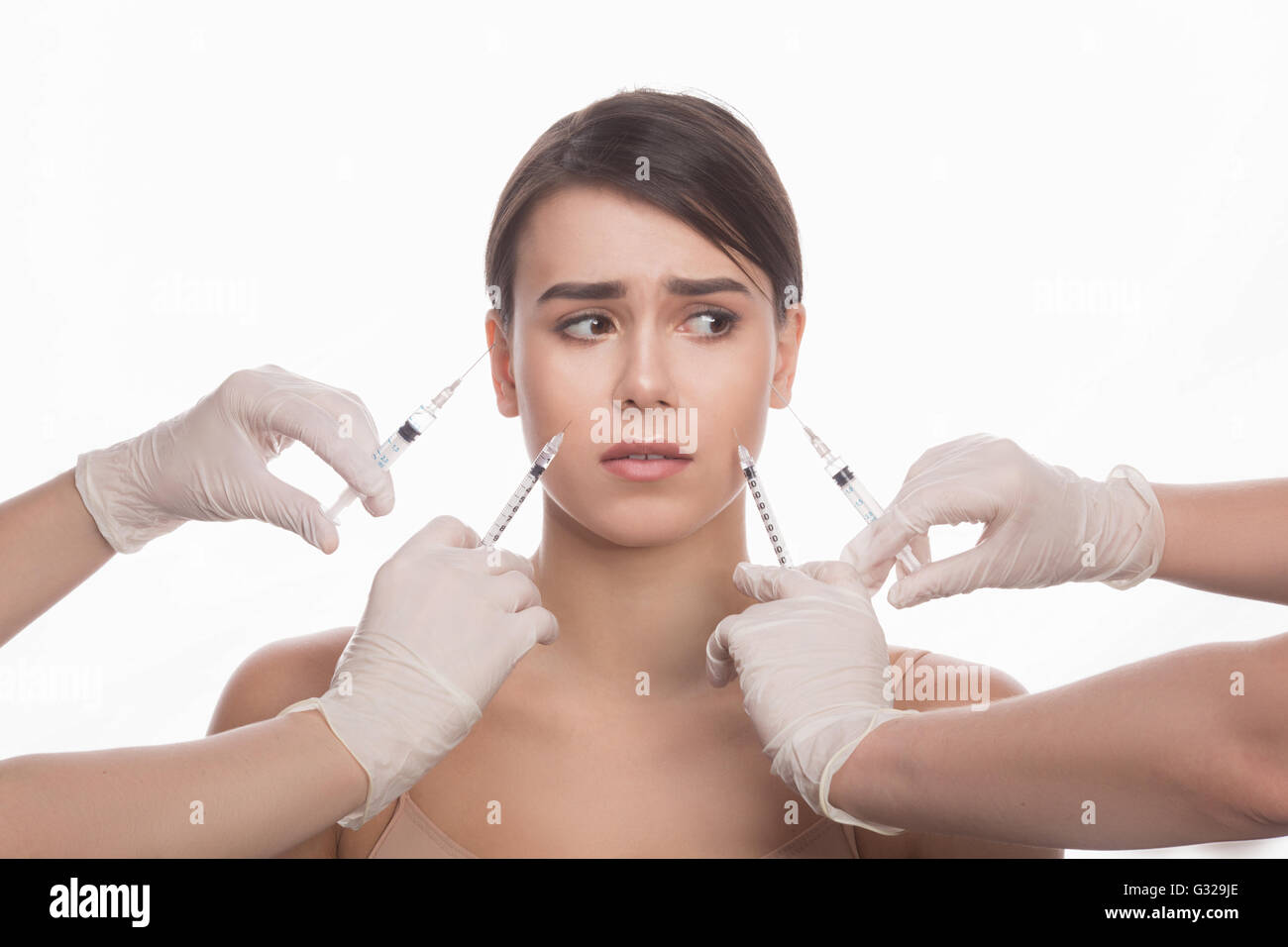 Woman getting beauty facial injections Stock Photo - Alamy