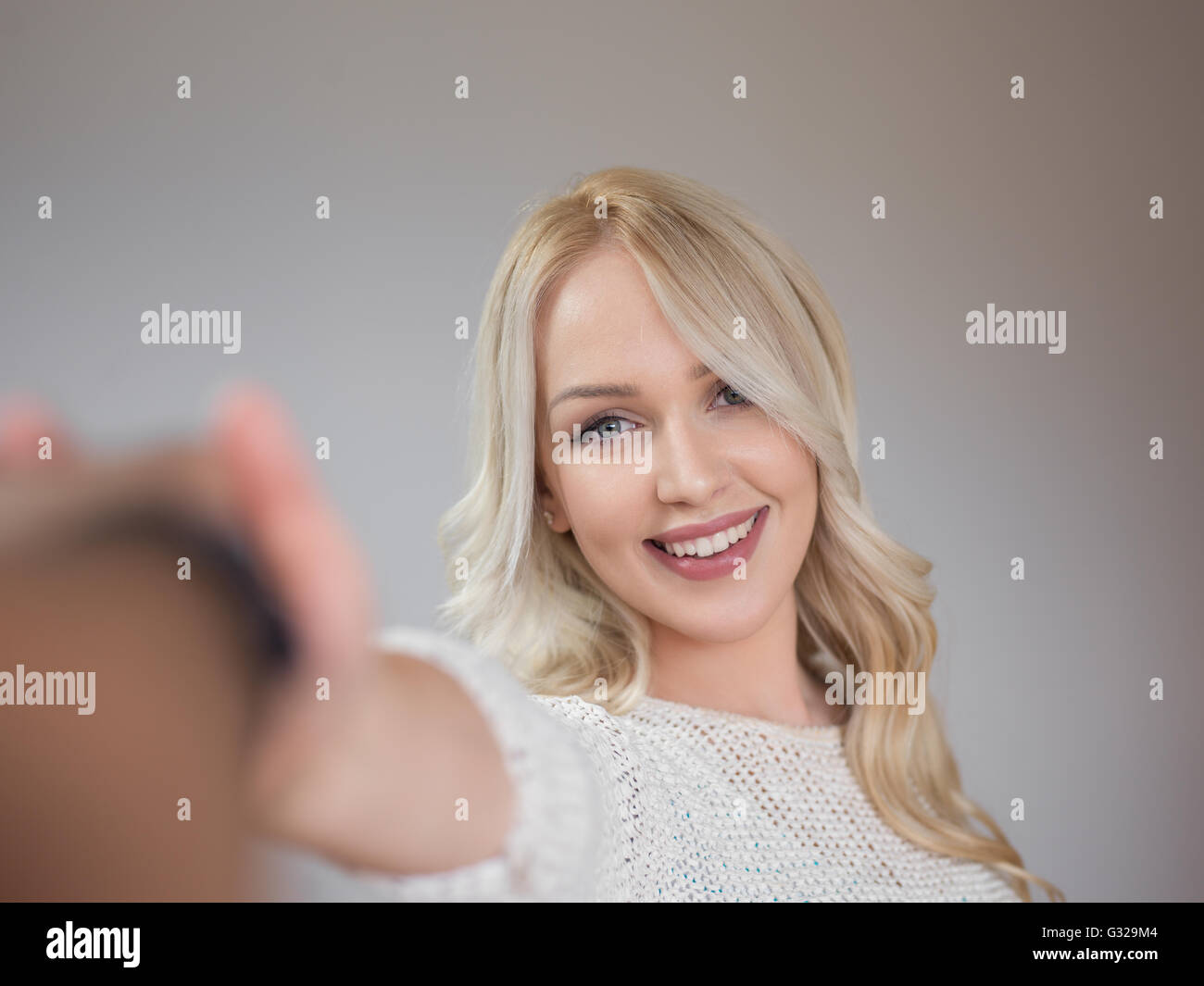 Beautiful model with wide smile Stock Photo - Alamy