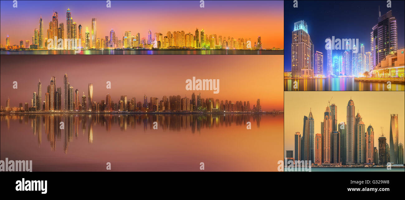 Beautiful cityscape set and collage of Dubai, UAE Stock Photo - Alamy