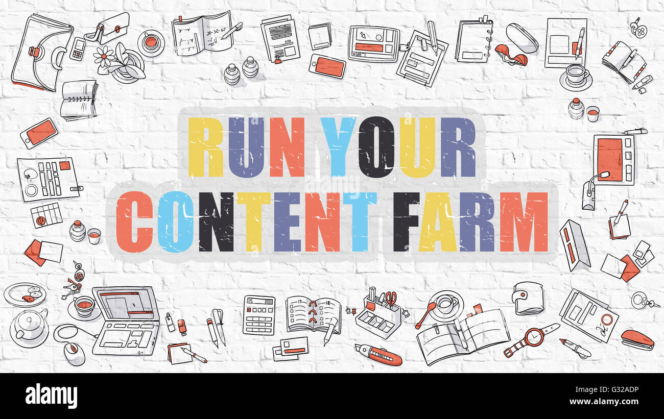 Run Your Content Farm in Multicolor. Doodle Design Stock Photo - Alamy