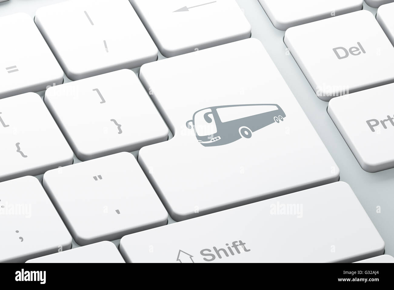 Tourism concept: Bus on computer keyboard background Stock Photo - Alamy