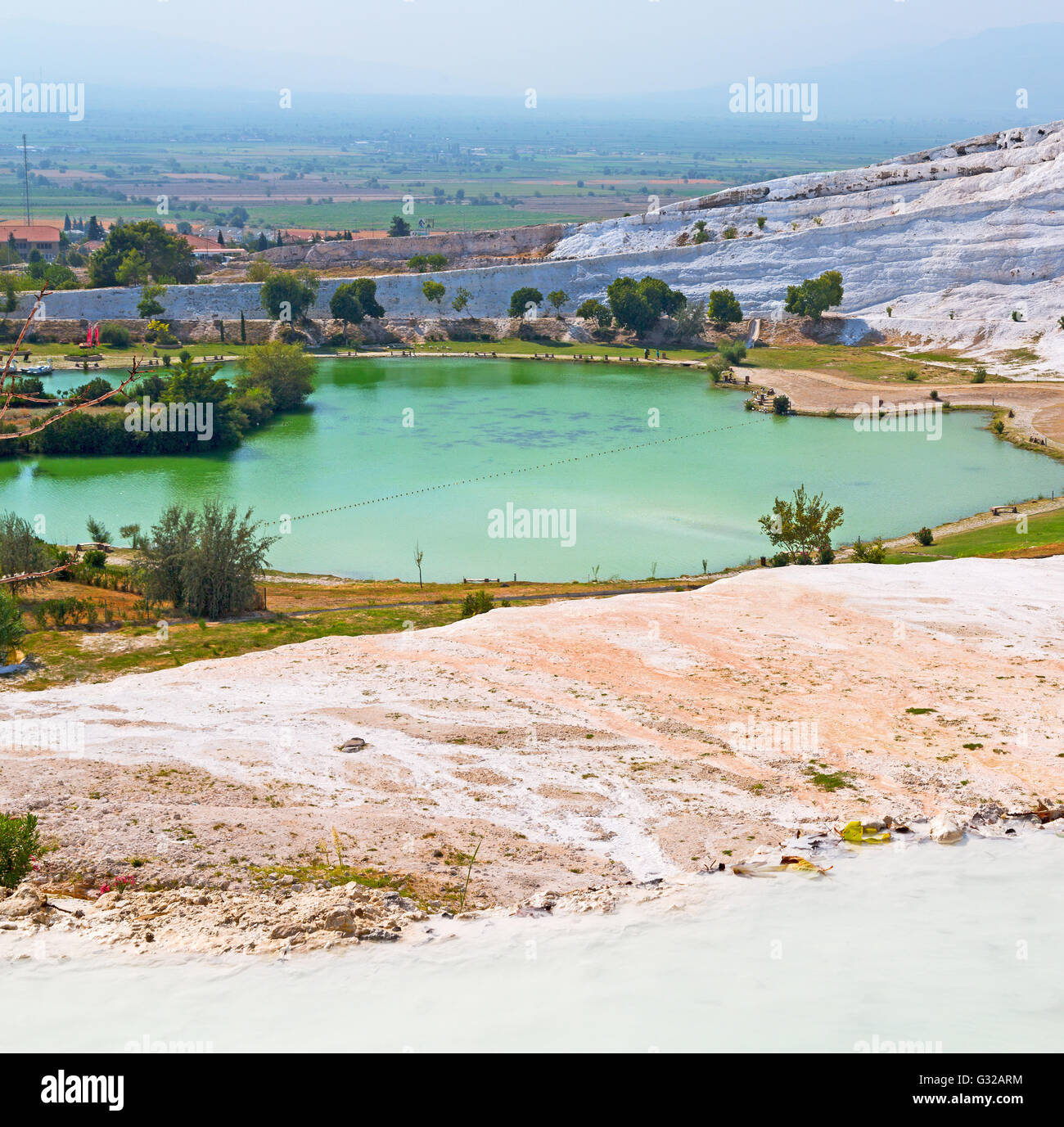 abstract in pamukkale turkey asia the old calcium bath and travertine ...