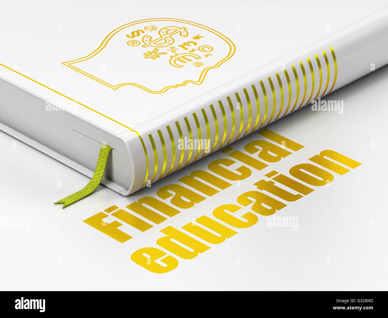 Learning concept: book Head With Finance Symbol, Financial Education on ...