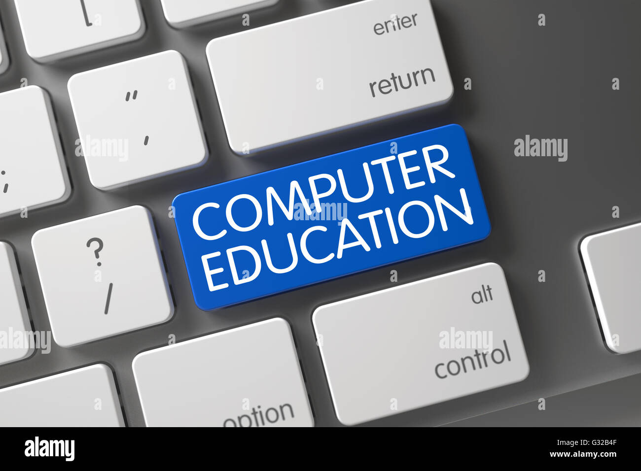 Blue Computer Education Key on Keyboard Stock Photo - Alamy