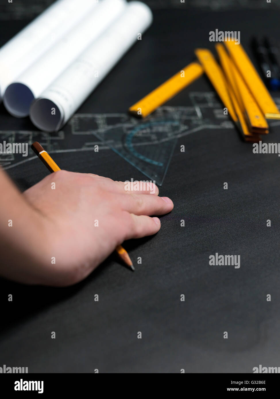 Part of architectural project Stock Photo - Alamy