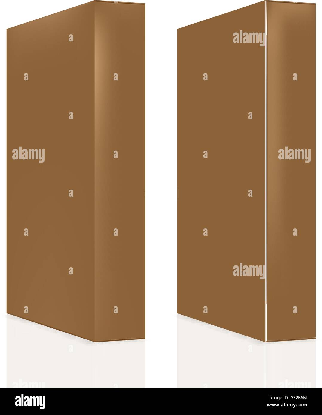VECTOR PACKAGING: SET of empty brown thin packaging box on isolated ...