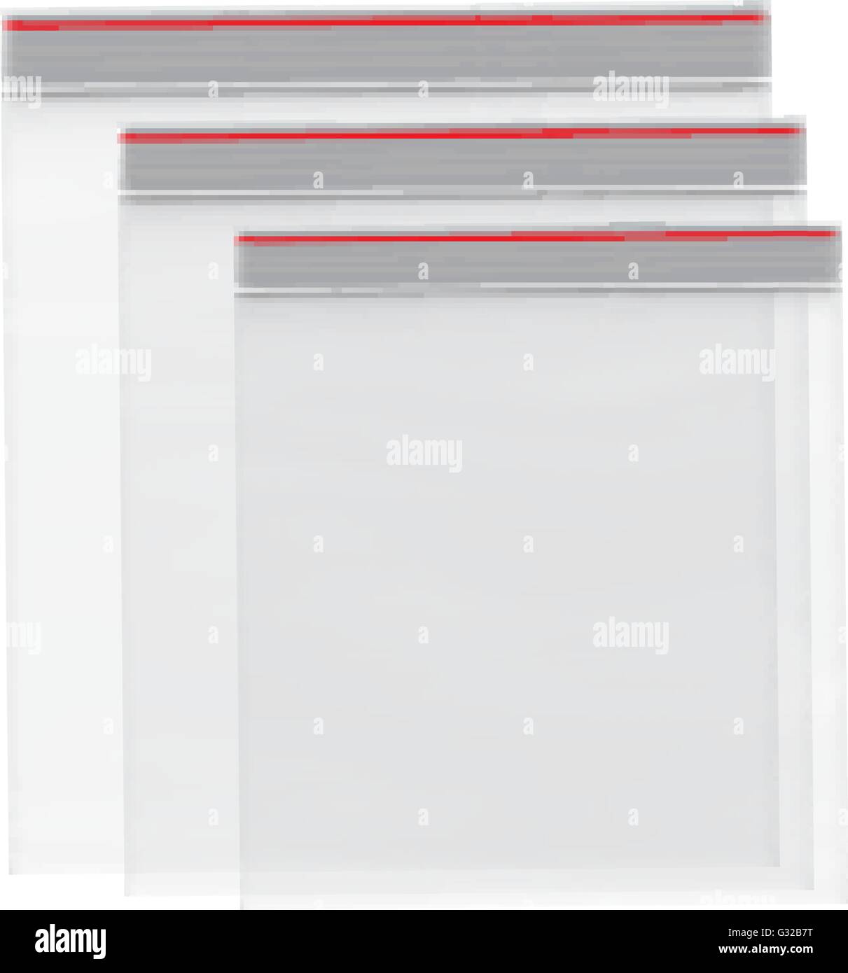 VECTOR PACKAGING: Set of Ziplock empty transparent plastic packaging ...