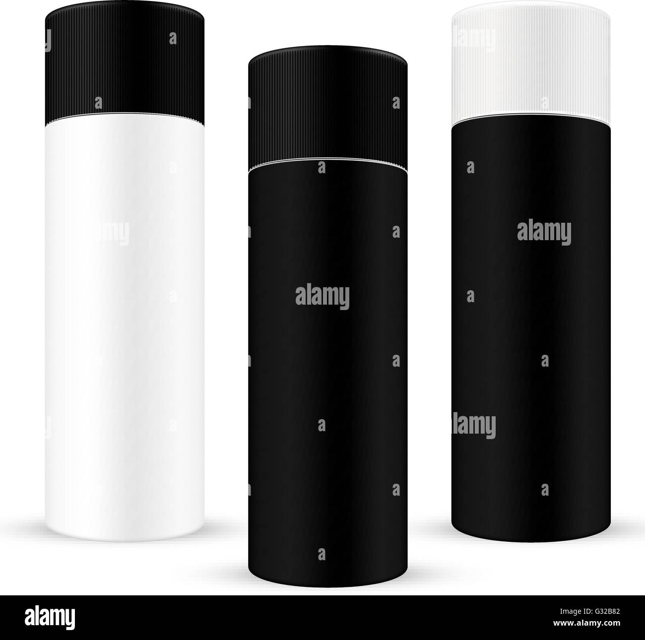 VECTOR PACKAGING: Set of tall round container with ribbed screw cap/lid ...