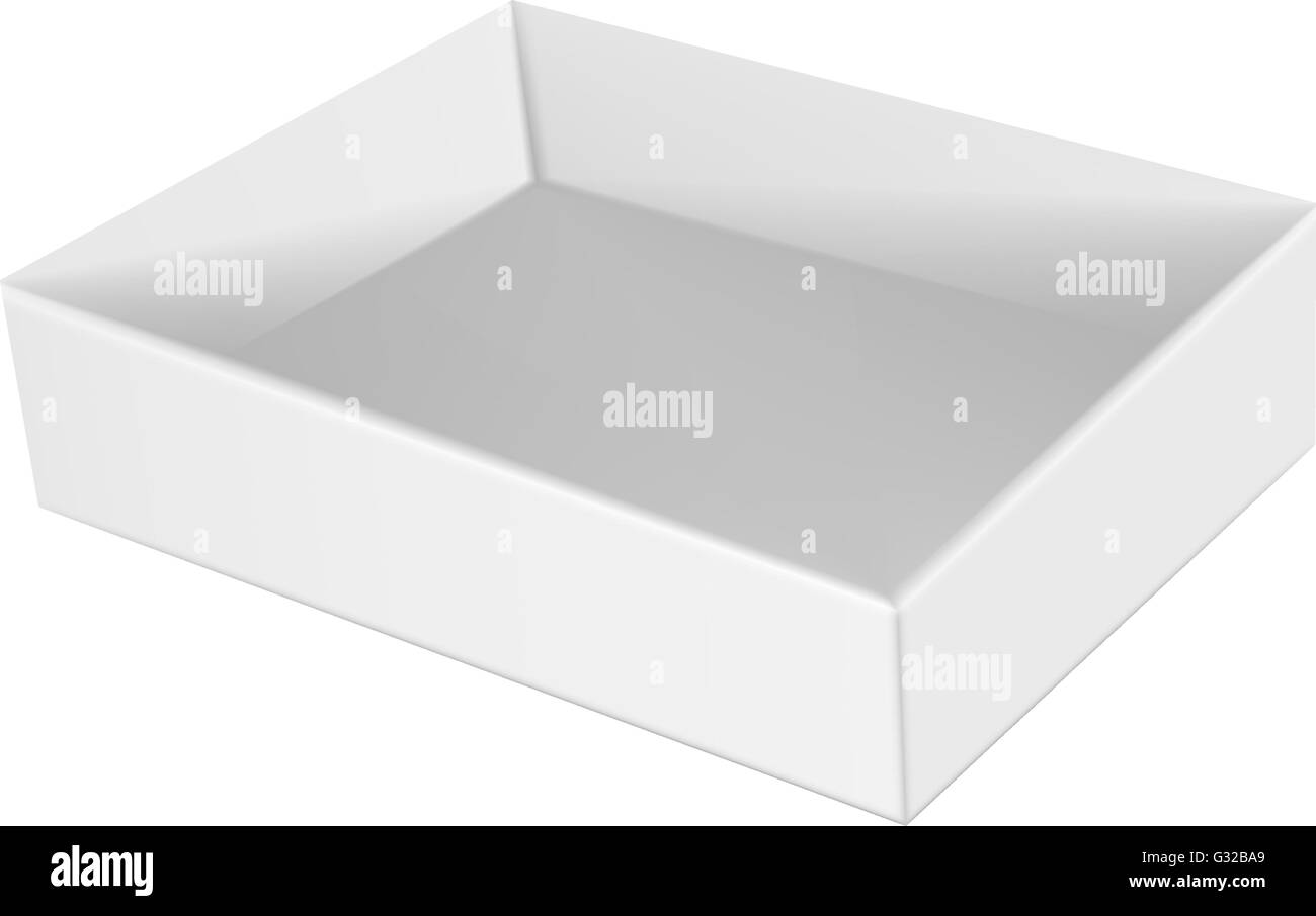 VECTOR PACKAGING: Top view of open white gray packaging box on isolated ...