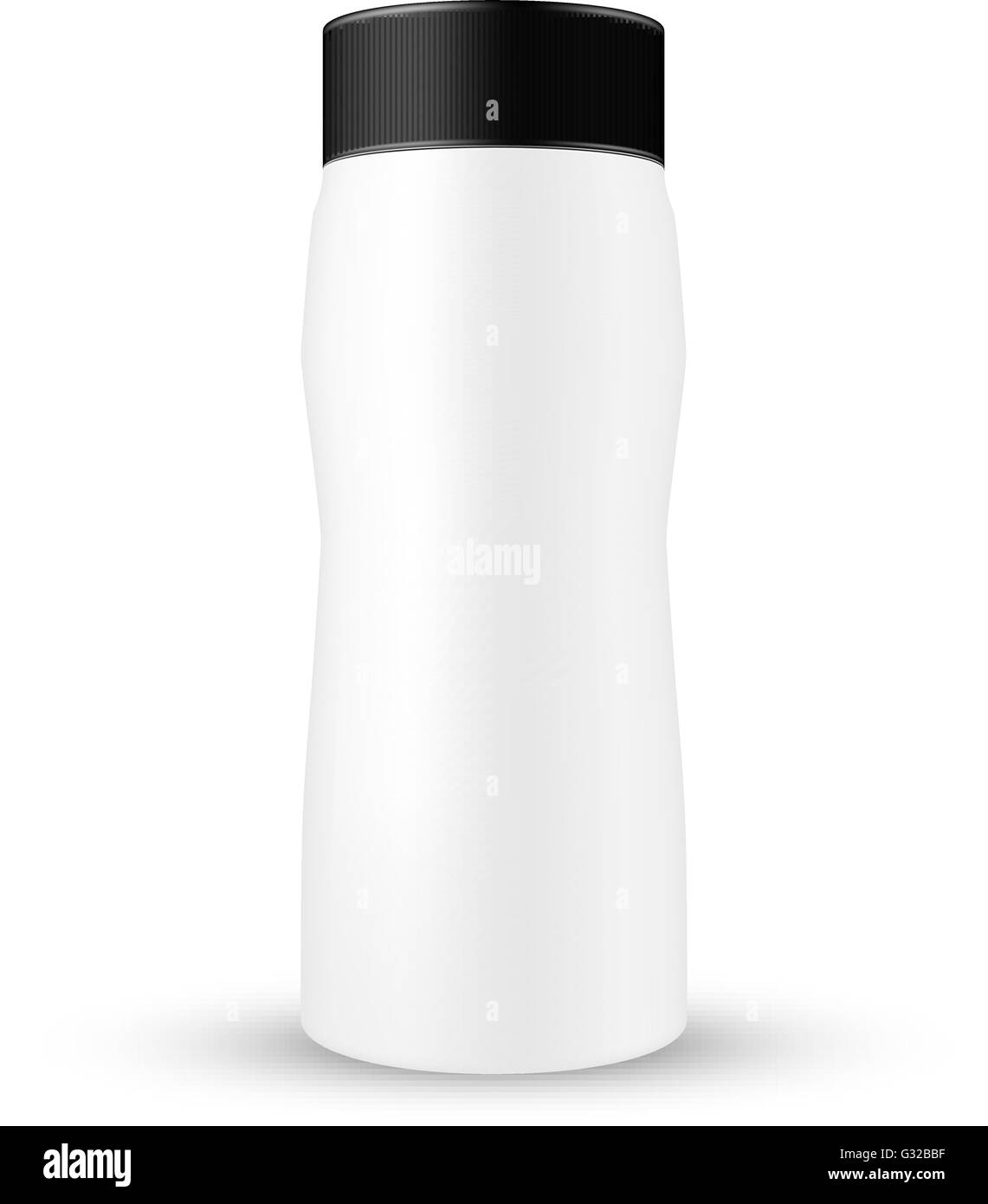 VECTOR PACKAGING: White tall liquid container with black ribbed screw ...