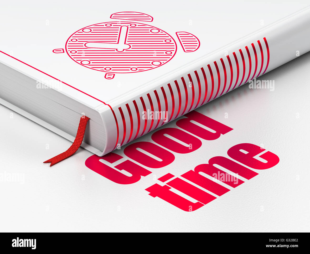 Time concept: book Alarm Clock, Good Time on white background Stock ...