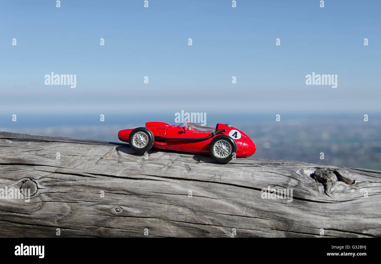Model of old classic car and breathtaking panorama Stock Photo - Alamy