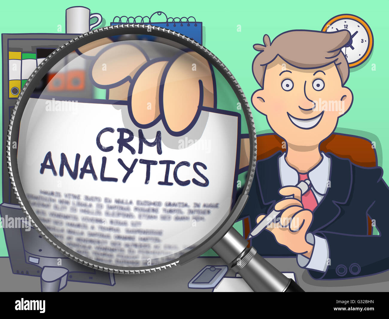 CRM Analytics through Lens. Doodle Design Stock Photo - Alamy
