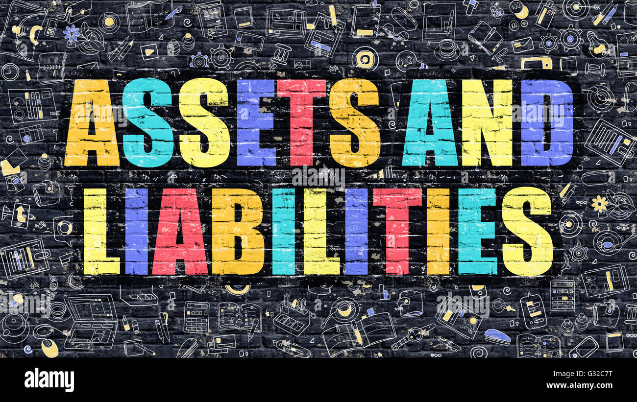 Assets and Liabilities Concept with Doodle Design Icons Stock Photo - Alamy