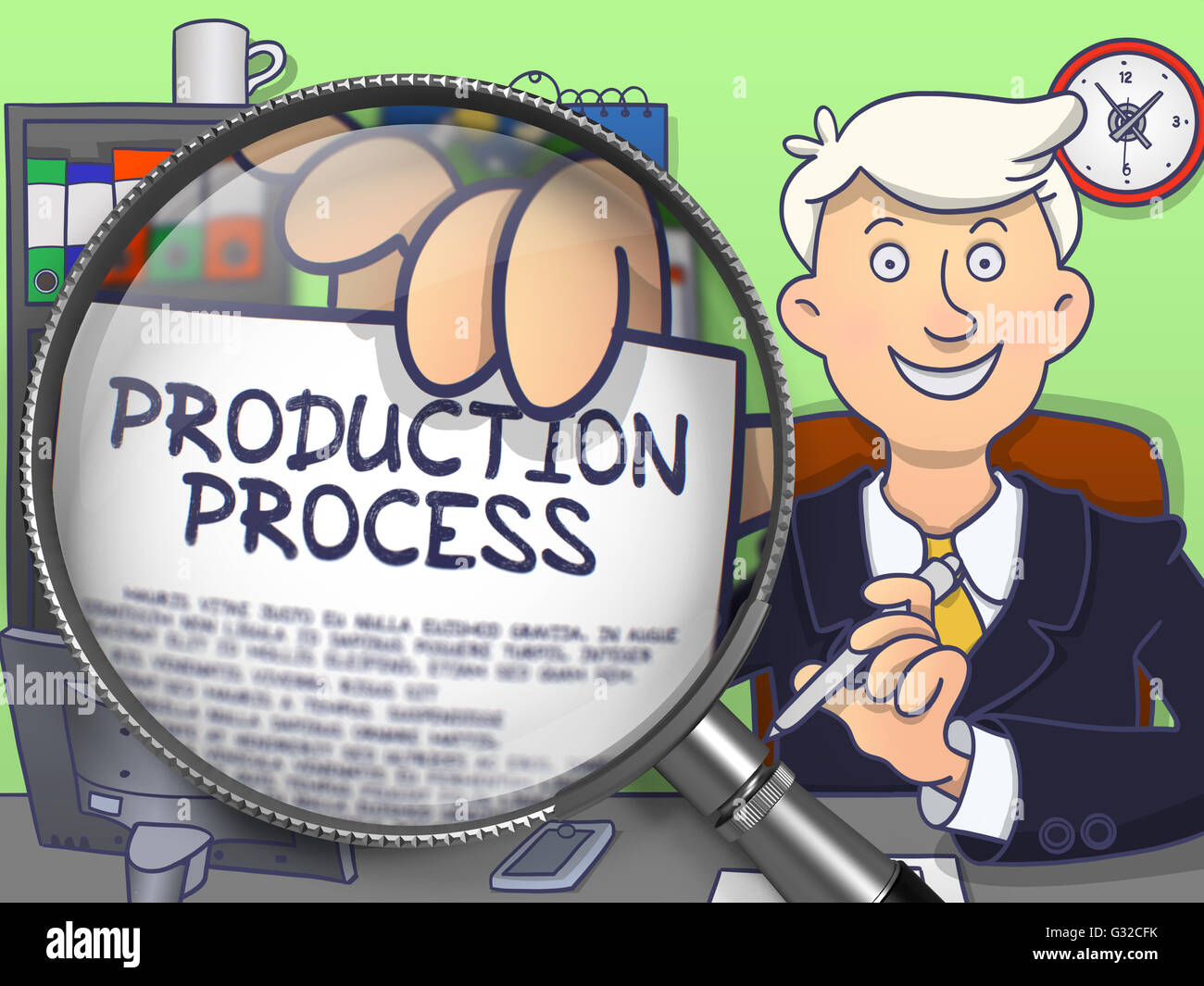 Production Process through Lens. Doodle Design Stock Photo - Alamy