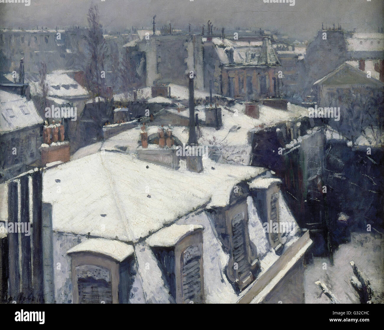 Gustave Caillebotte - Rooftops in the Snow (snow effect) - Musée d ...