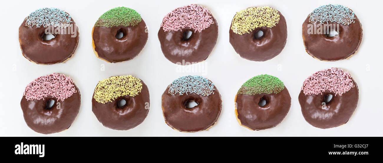 lots of donuts in rows, pattern made of donuts Stock Photo - Alamy