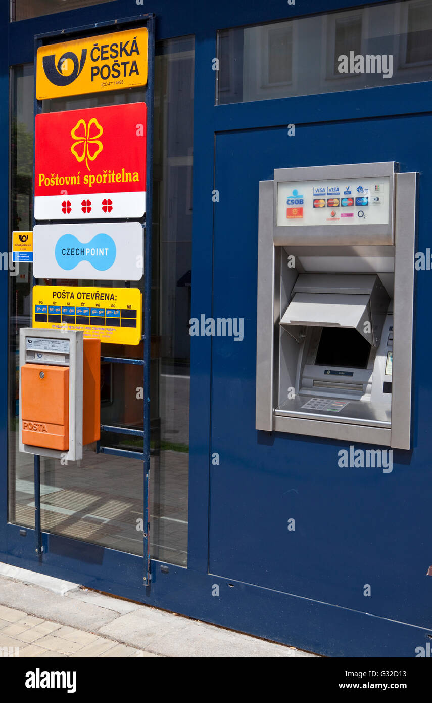 Czech post ATM, Hluboka nad Vltavou, Bohemia, Czech Republic, Europe ...