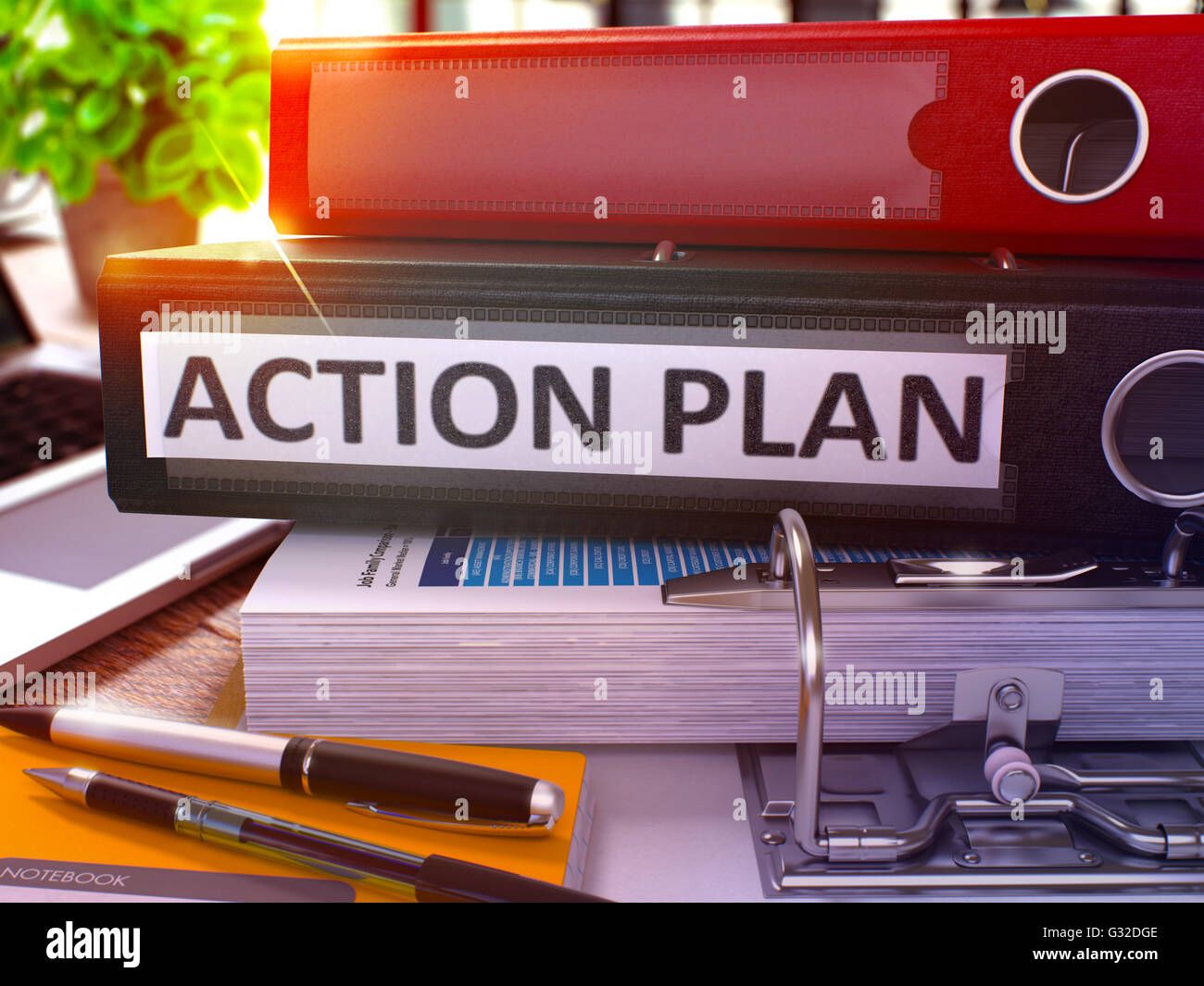 Black Office Folder with Inscription Action Plan Stock Photo - Alamy