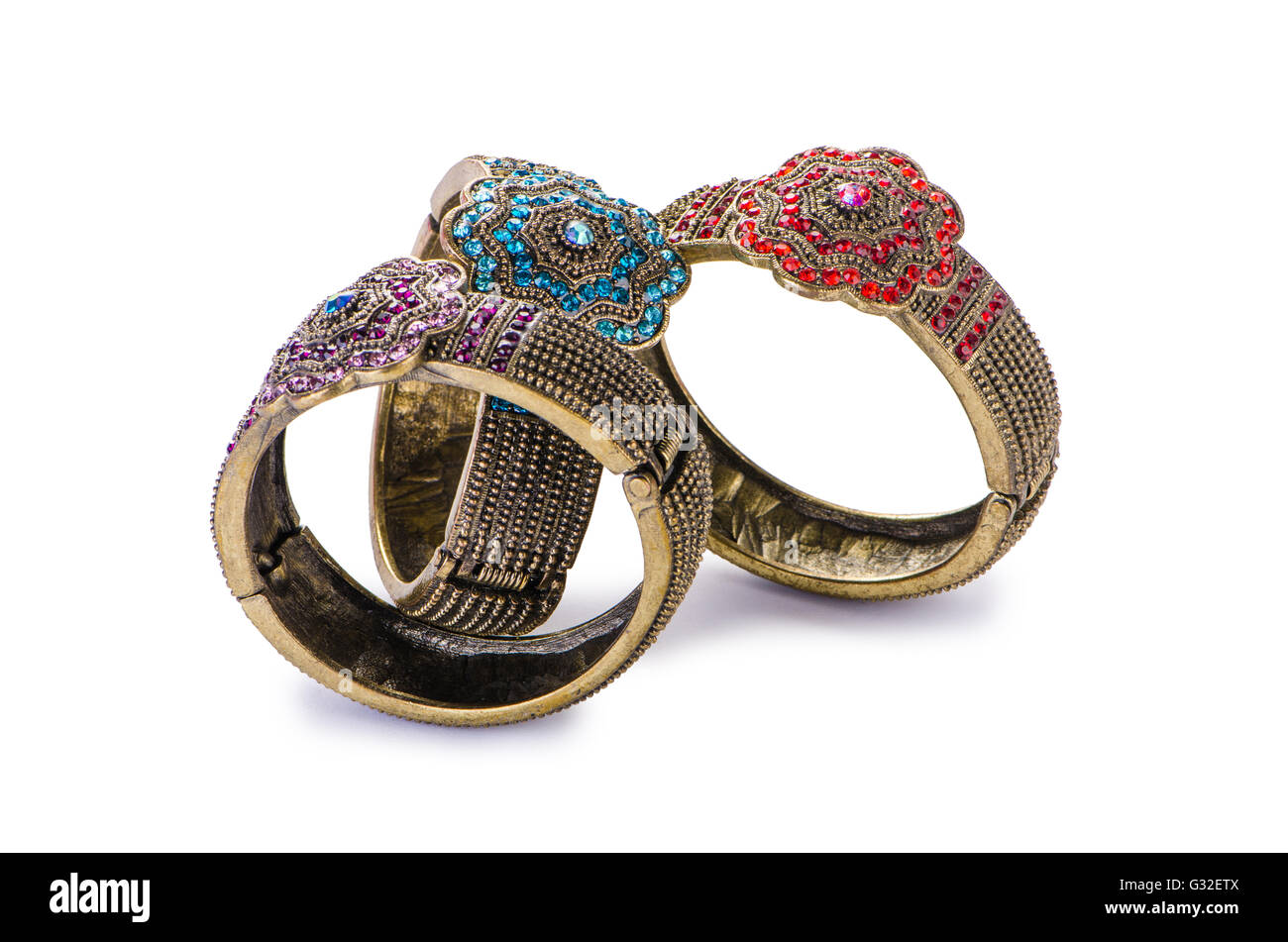 Jewellery bracelets isolated on white Stock Photo - Alamy