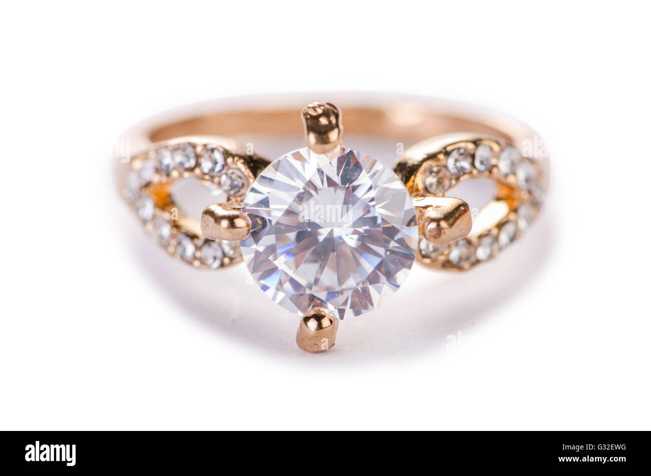 Golden ring isolated on white background Stock Photo - Alamy