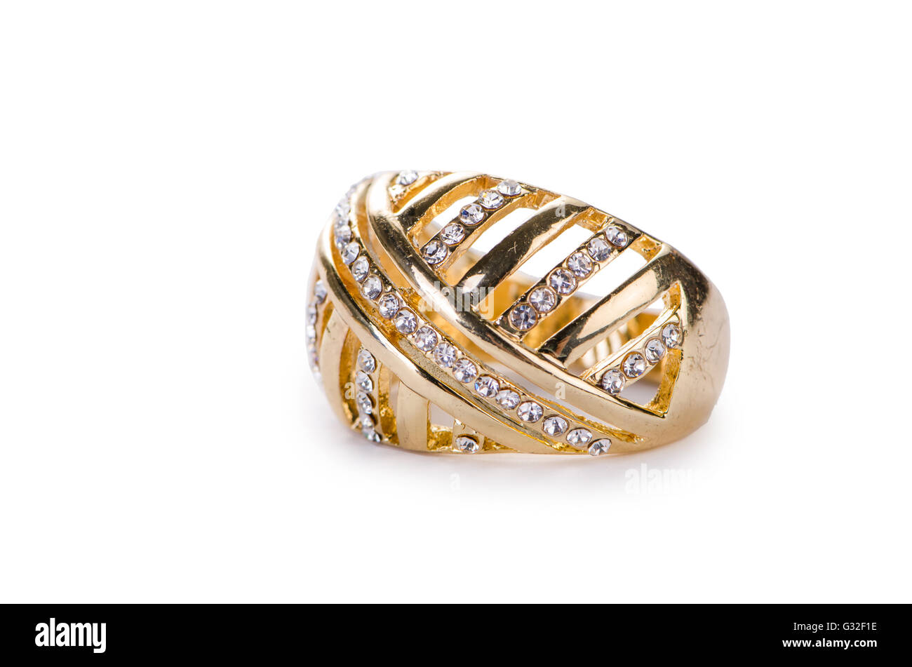 Golden ring isolated on white background Stock Photo - Alamy