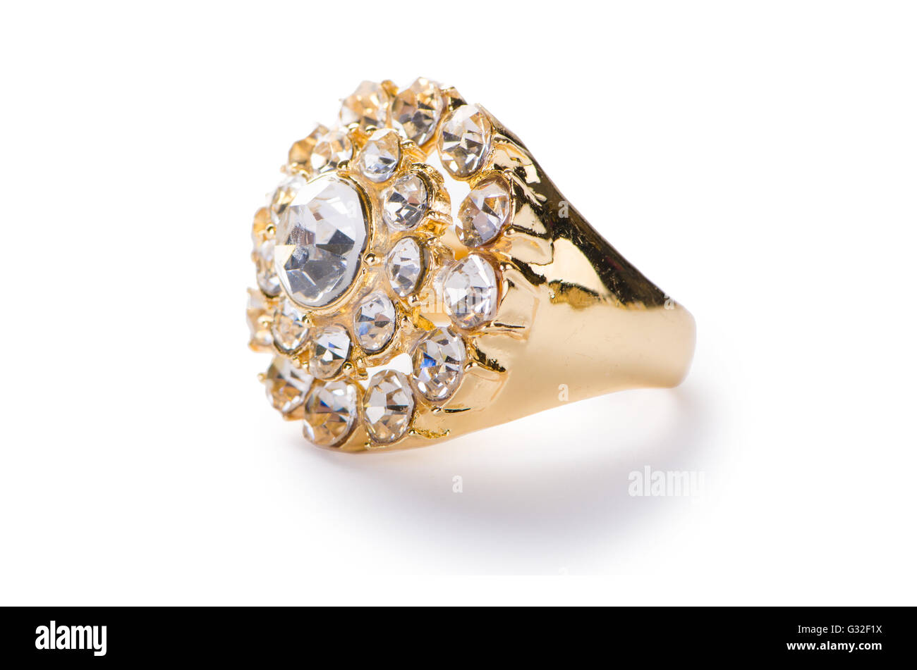 Golden ring isolated on white background Stock Photo - Alamy