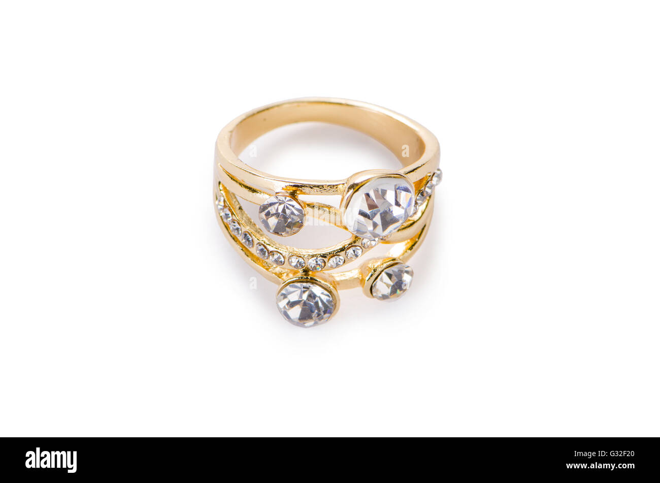 Golden ring isolated on white background Stock Photo - Alamy