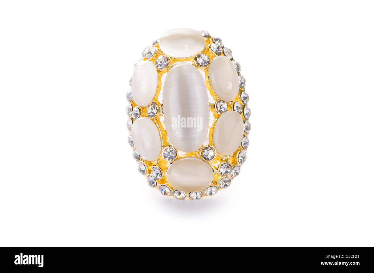 Golden ring isolated on white background Stock Photo - Alamy
