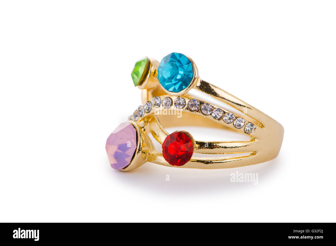 Golden ring isolated on white background Stock Photo - Alamy