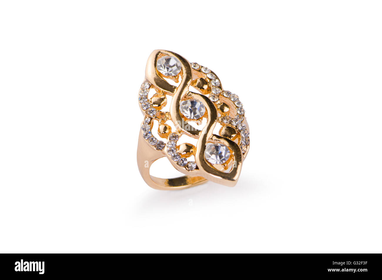 Golden ring isolated on white background Stock Photo - Alamy