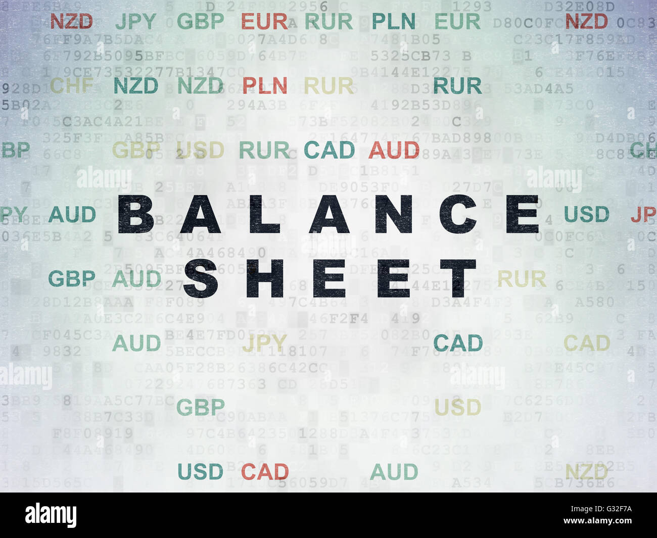 Banking concept: Balance Sheet on Digital Data Paper background Stock ...